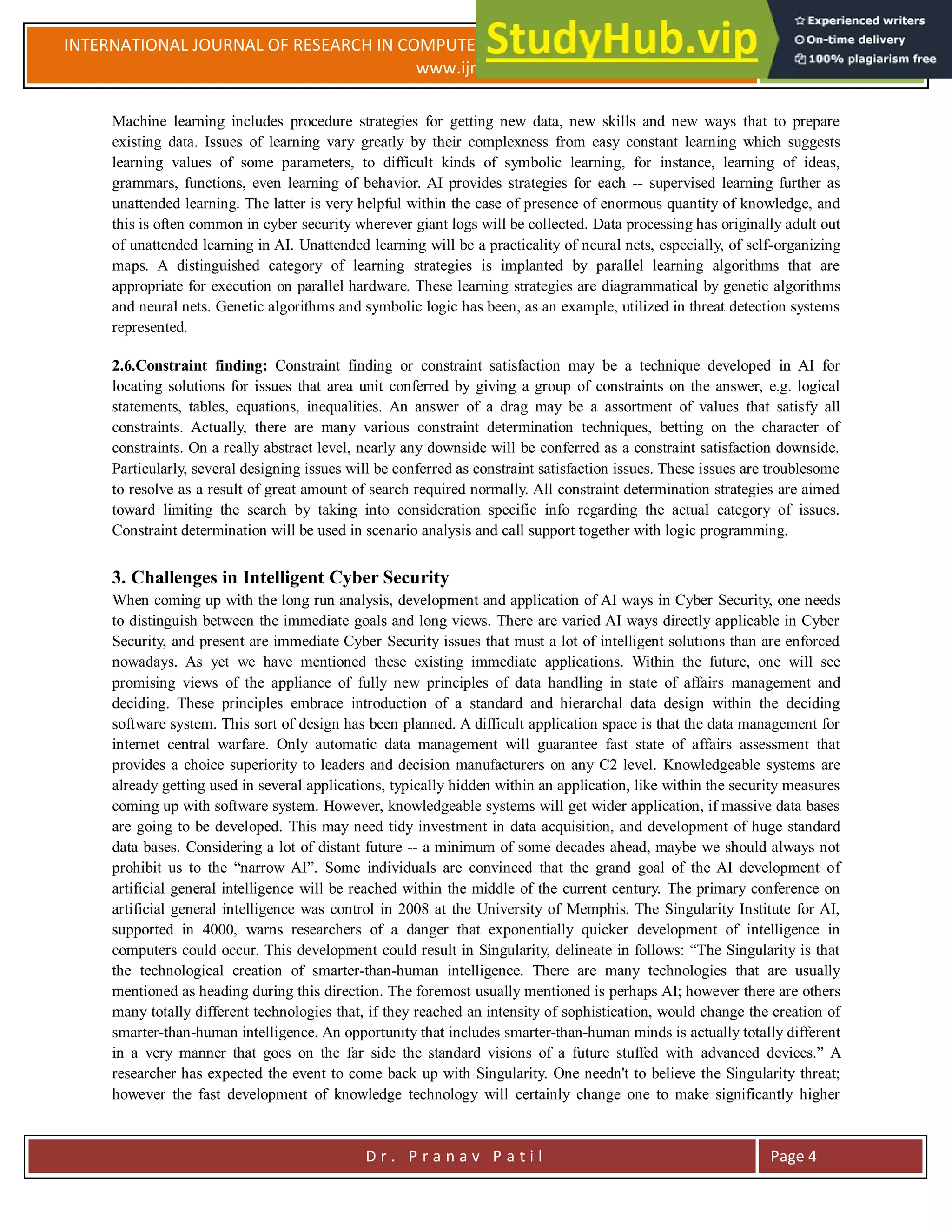 ARTIFICIAL INTELLIGENCE IN CYBER SECURITY | PDF