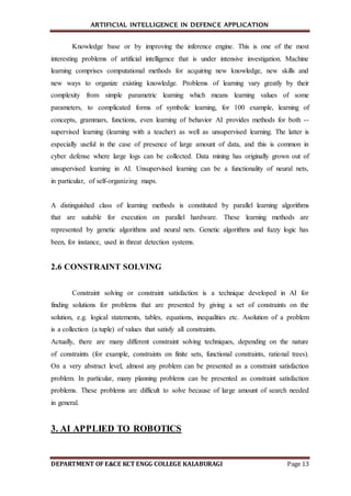 Seminar report on Artificial Intelligence in defence application | DOCX