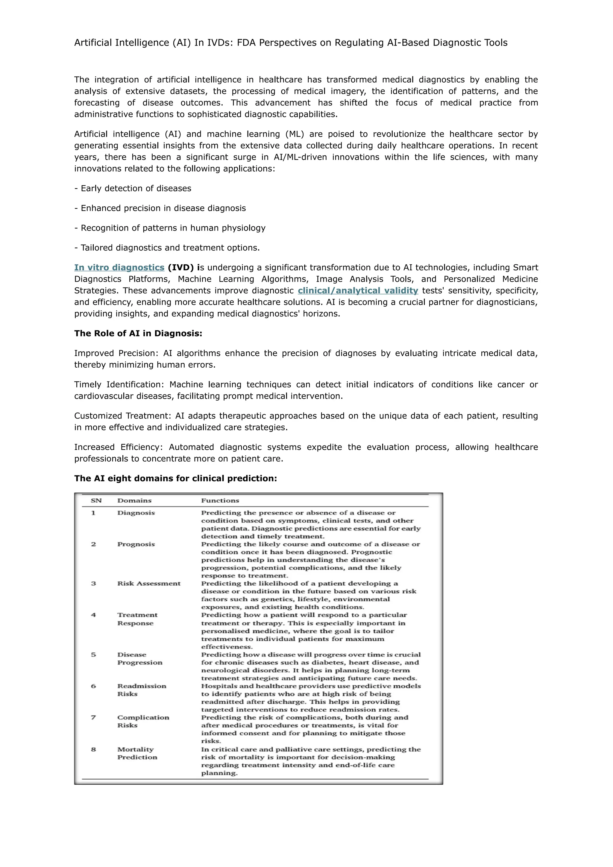 Artificial Intelligence In IVDs FDA Perspectives on Regulating AI-Based ...
