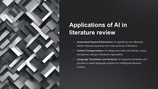 Artificial intelligence in literature review in research - an ...