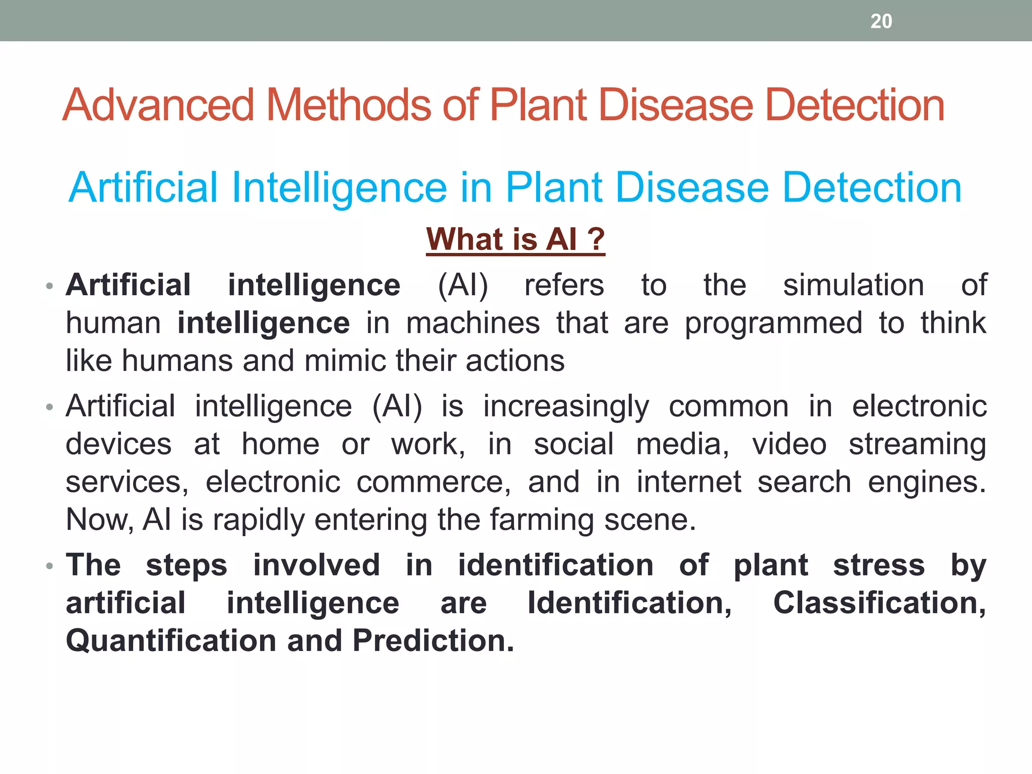 Artificial intelligence in plant disease detection | PPTX
