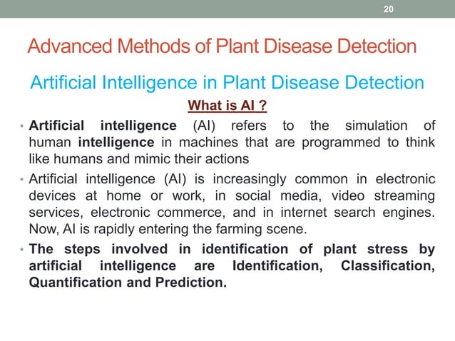 Artificial intelligence in plant disease detection | PPTX