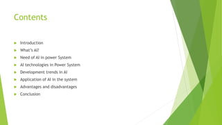 Artificial intelligence in power system | PPTX