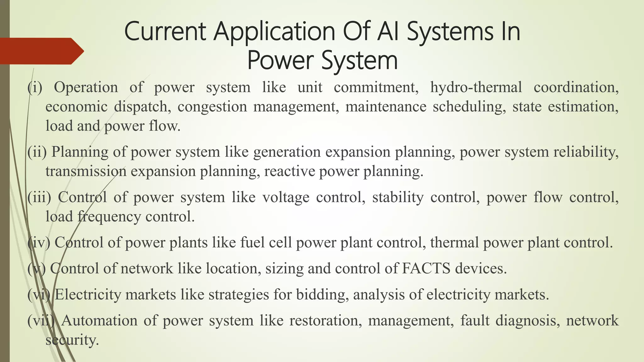 Artificial intelligence in power systems seminar presentation | PPTX