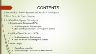 Artificial intelligence in power systems seminar presentation | PPTX