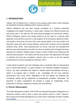Artificial Intelligence In Project Management | PDF