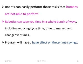 Artificial intelligence in Robotics.pptx | Programming Languages | Computing