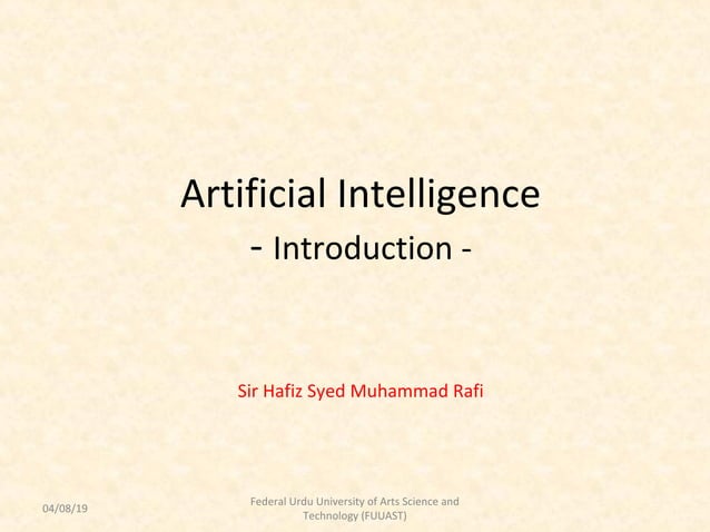 Artificial intelligence(introduction) | PPT