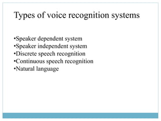 Artificial intelligence in voice recognition | PPTX | Operating Systems | Computer Software and ...