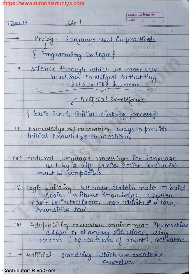 Artificial Intelligence Notes Tutorials Duniya Pdf Programming