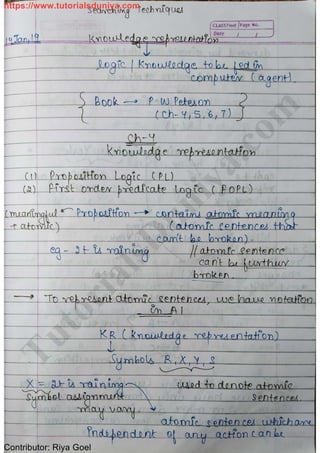 Artificial intelligence notes tutorials duniya | PDF