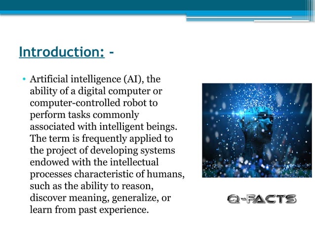 ARTIFICIAL INTELLIGENCE basic introduction with examples | PPTX