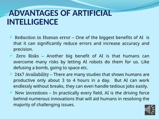 ARTIFICIAL INTELLIGENCE Power point presentation | PPT