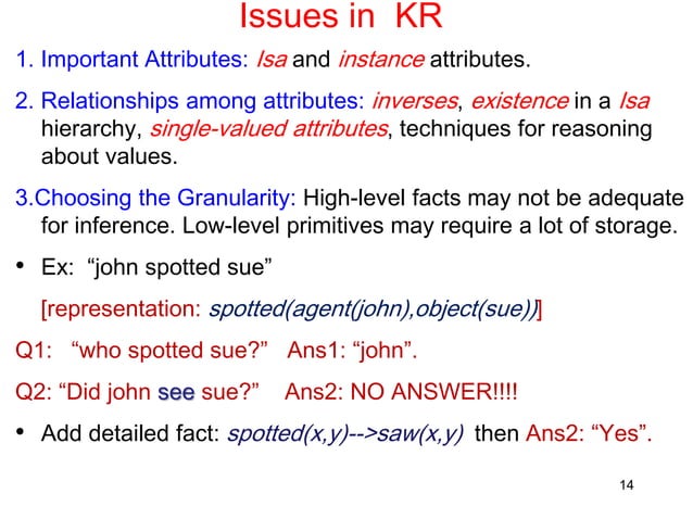 Knowledge representation and Predicate logic | PPTX | Programming Languages | Computing