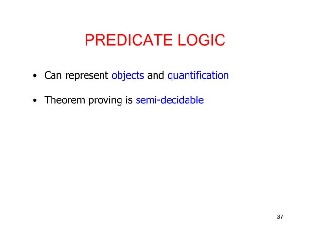 Knowledge representation and Predicate logic | PPTX | Programming Languages | Computing
