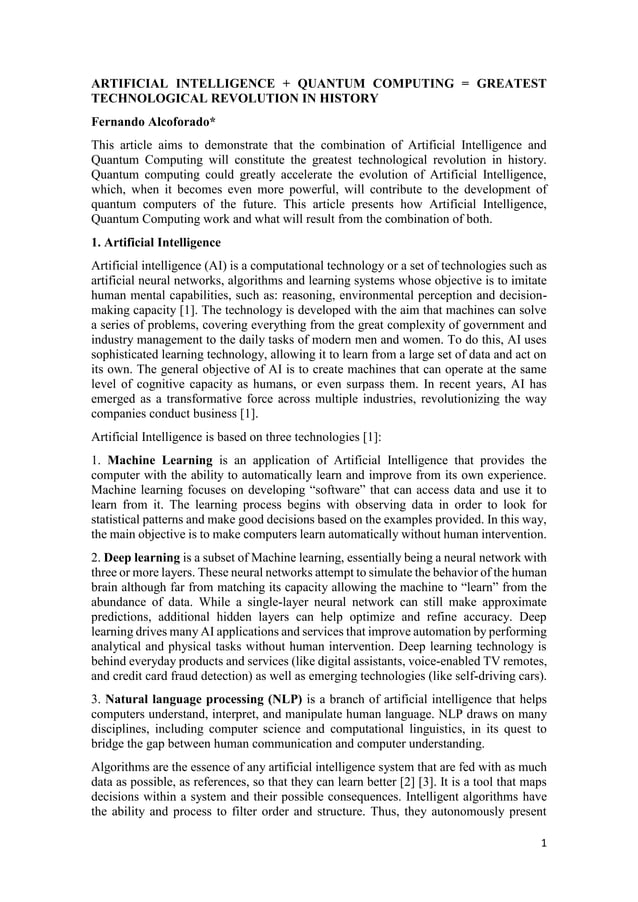 ARTIFICIAL INTELLIGENCE + QUANTUM COMPUTING = GREATEST TECHNOLOGICAL ...