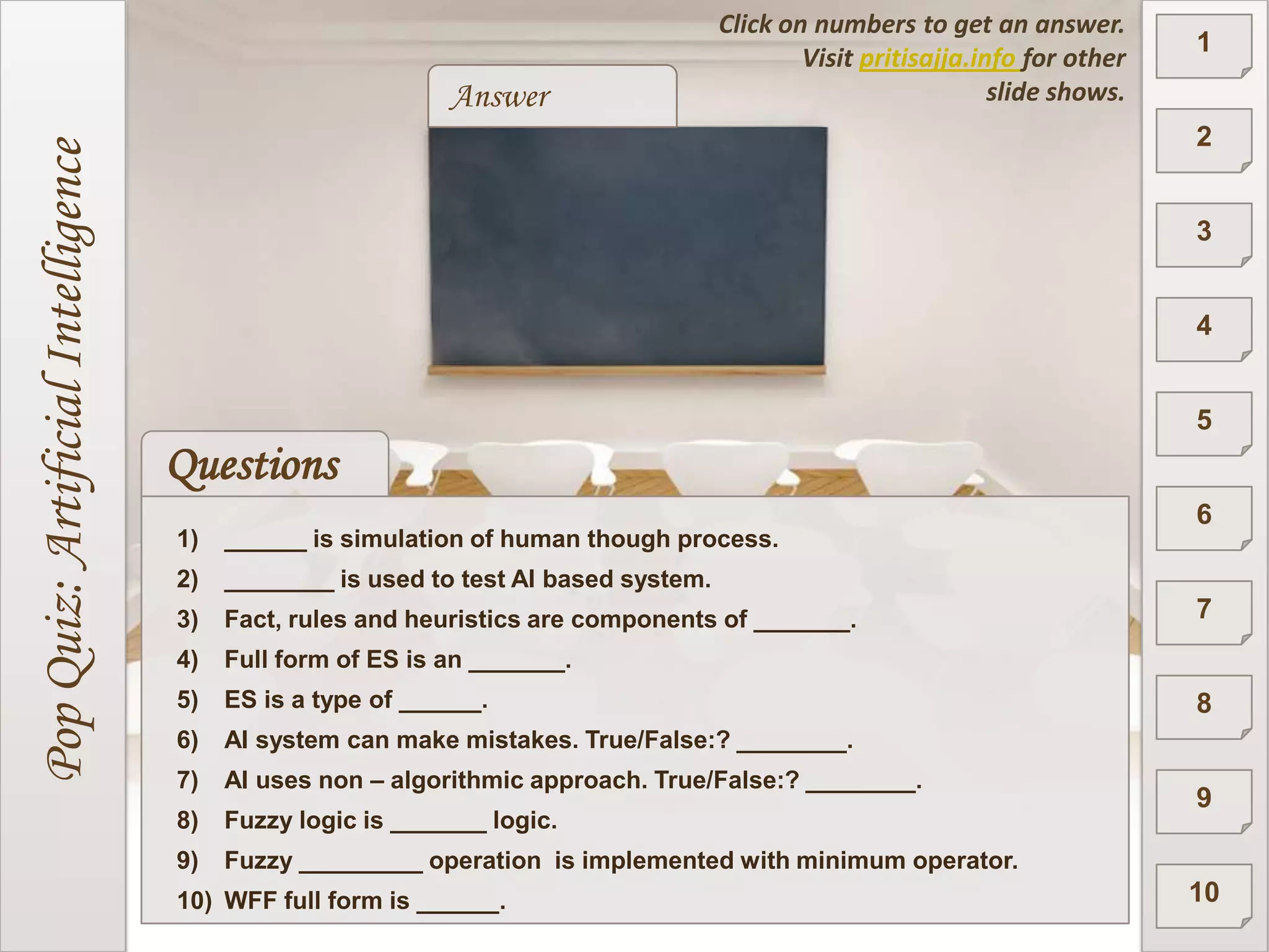 Artificial intelligence quiz ai and fuzzy logic priti sajja | PPT
