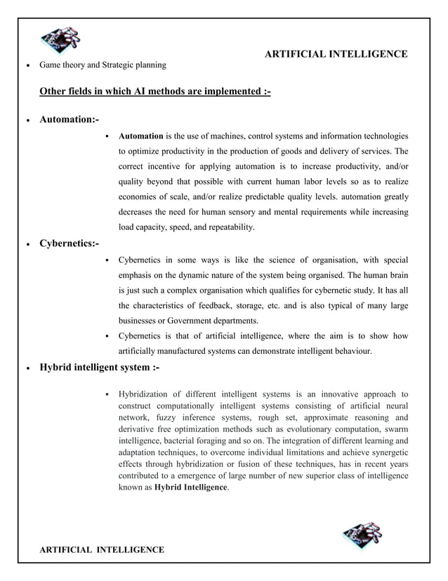 Artificial intelligence report | DOCX