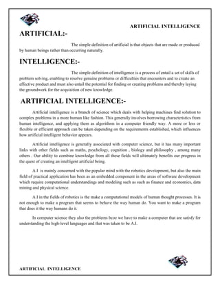 Artificial intelligence report | DOCX