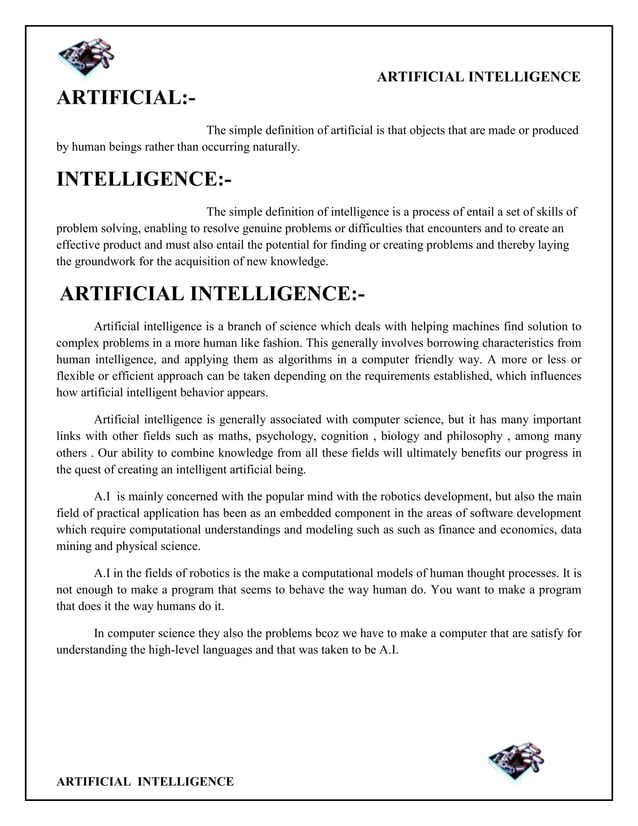 Artificial intelligence report | DOCX