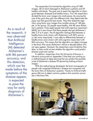 Artificial Intelligence To Diagnose Alzheimer's Early | PDF