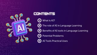 Artificial intelligence to Enhance Language Skills Presentation in Blue ...