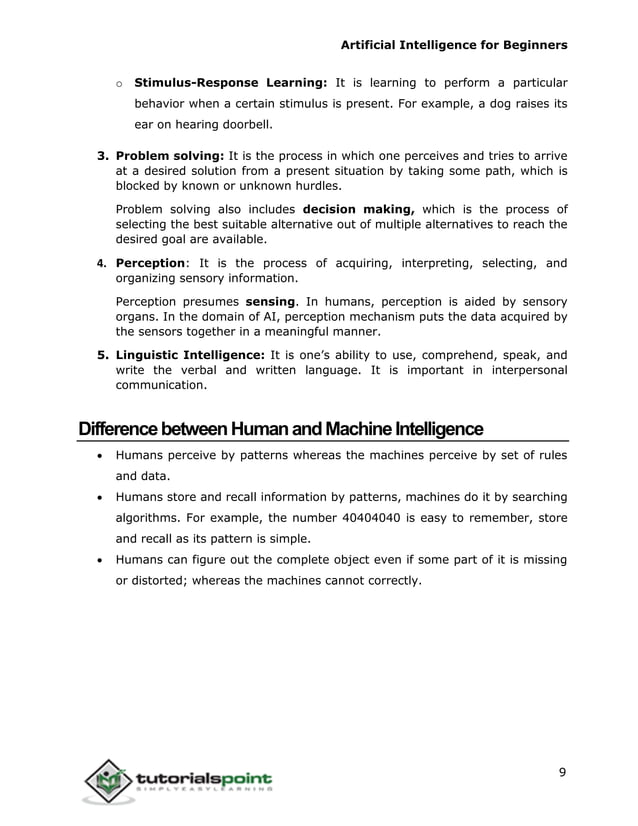 Artificial intelligence tutorial | PDF