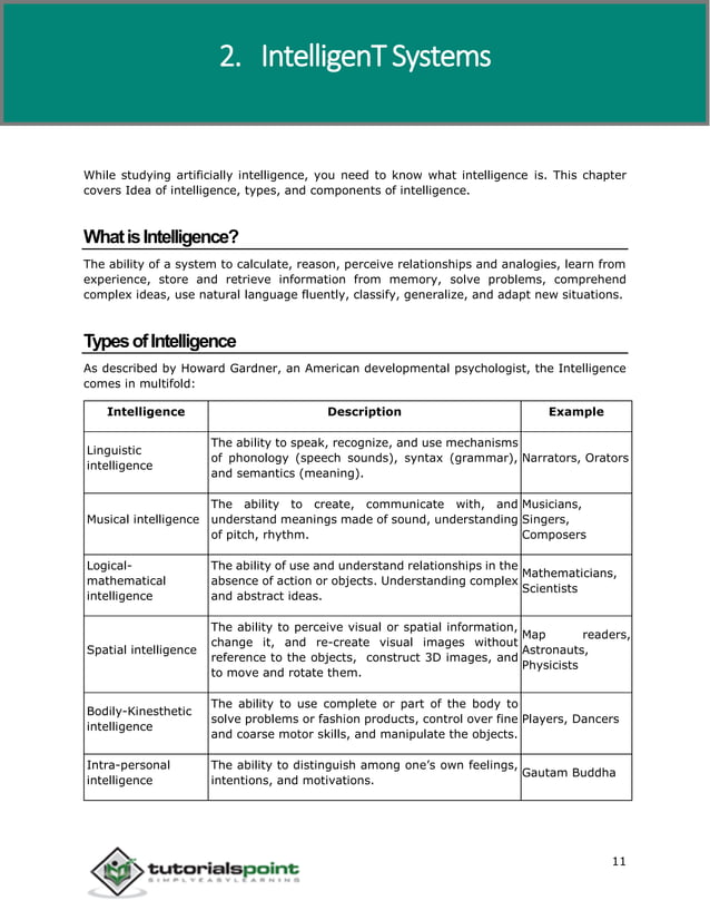 Artificial intelligence tutorial | PDF