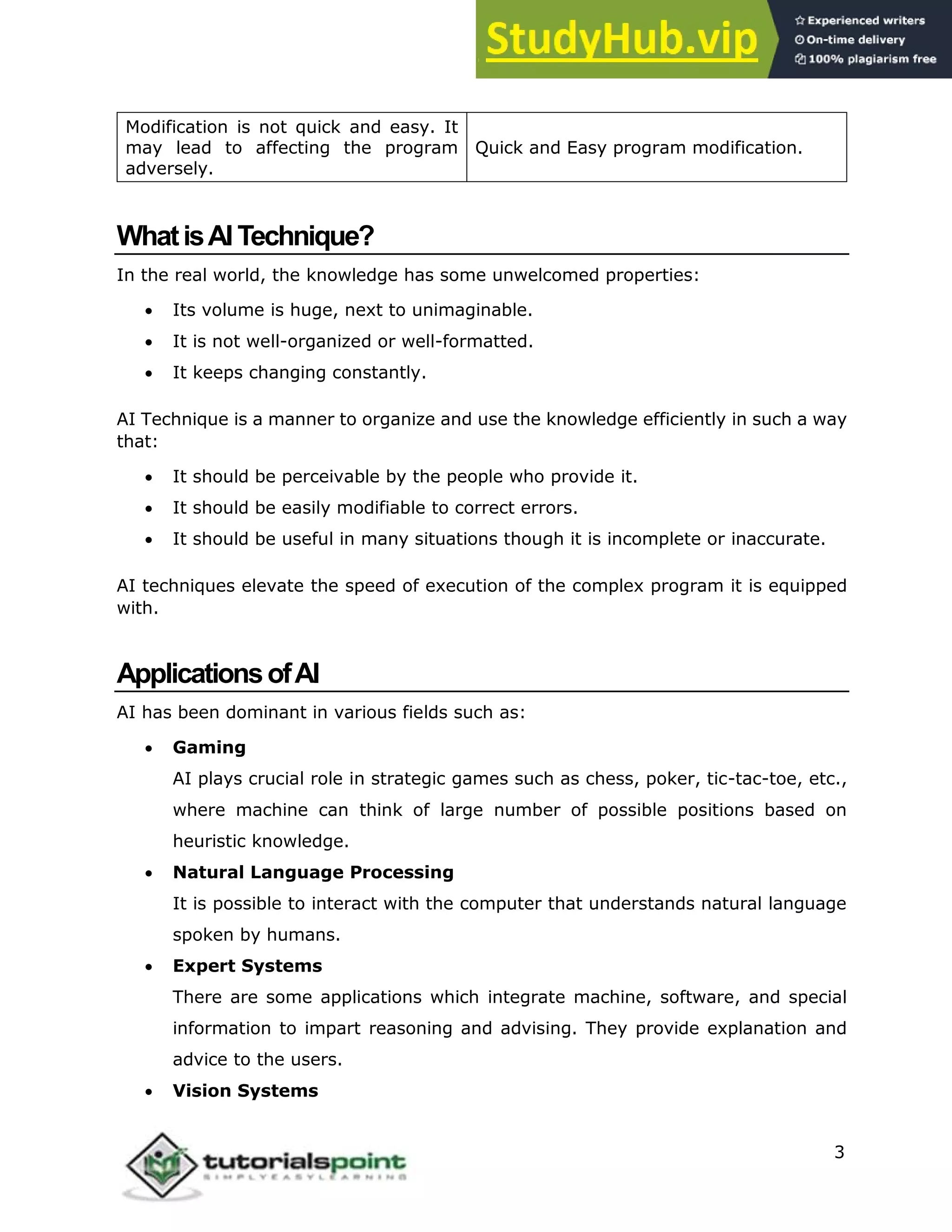 Artificial Intelligence Tutorial | PDF