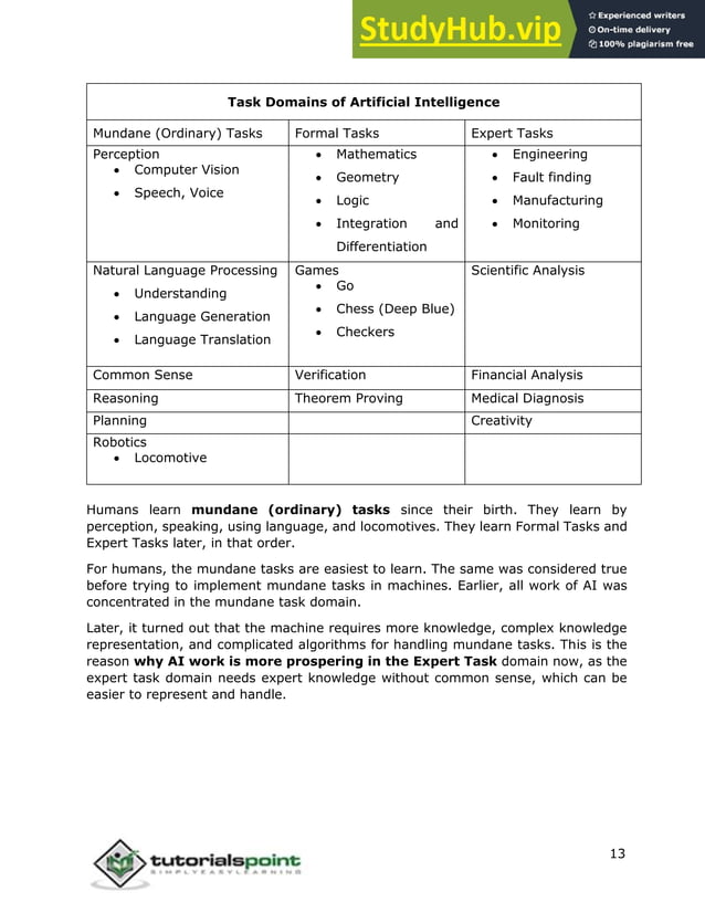 Artificial Intelligence Tutorial | PDF