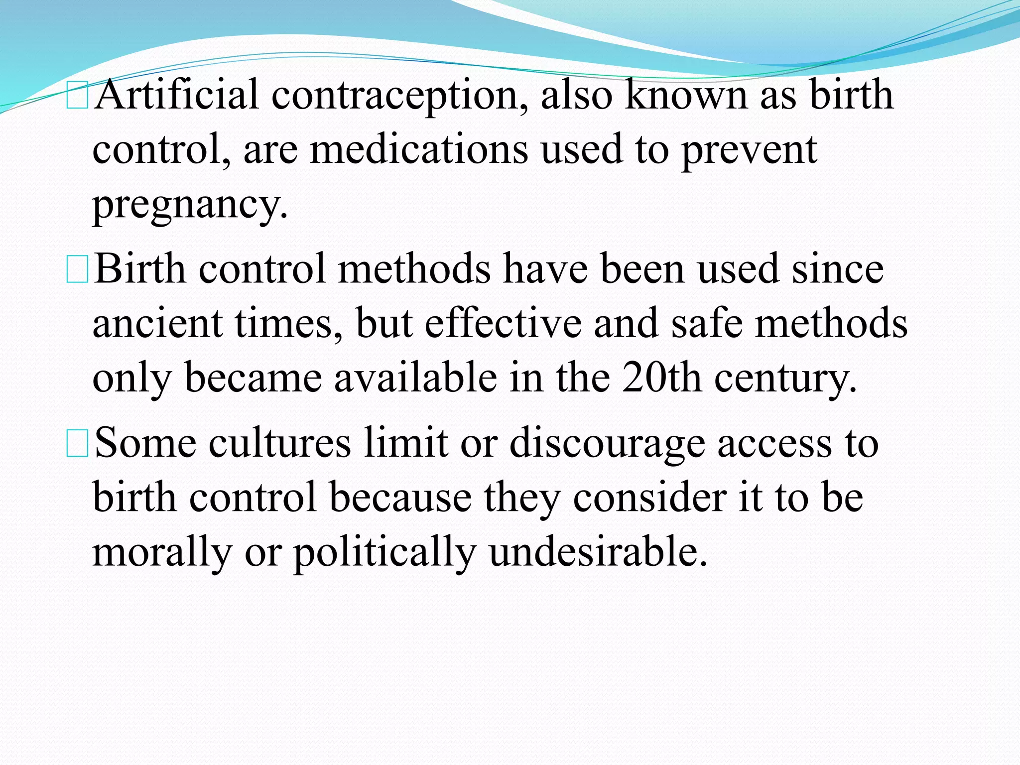 Artificial methods of birth control | PPTX
