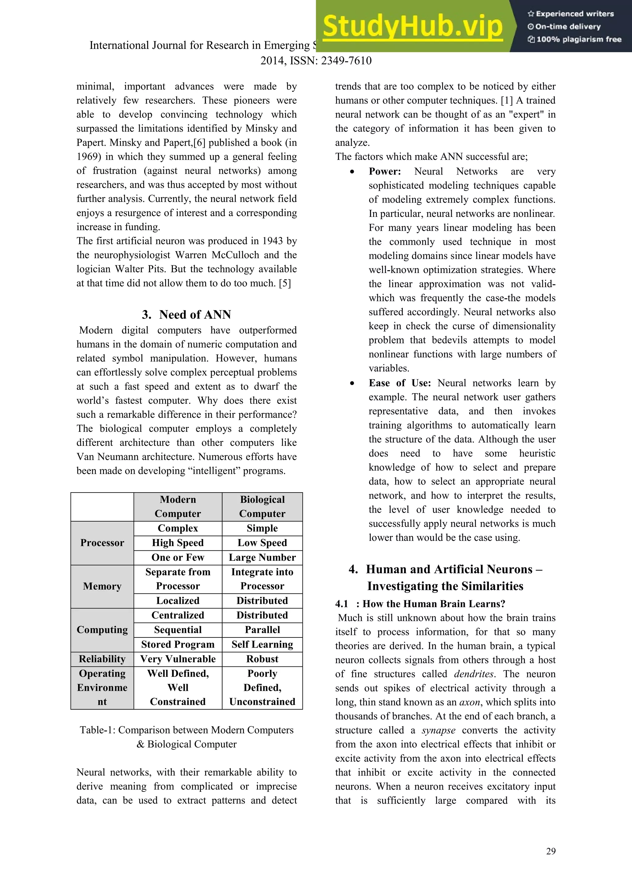 Artificial Neural Network An Important Asset For Future Computing | PDF