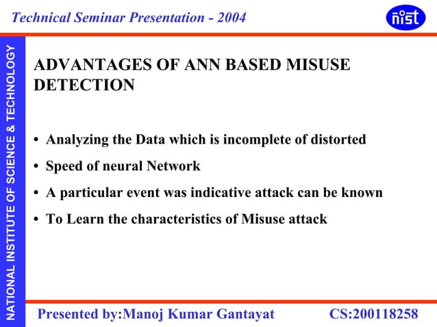 Artificial neural network for misuse detection | PPT | Information and Network Security | Computing