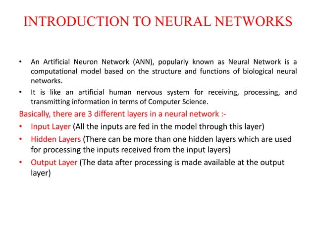 Artificial Neural Networks Pptx Computer Networking Computing