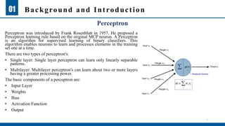 Artificial Neural Networks (ANNs) focusing on the perceptron Algorithm.pptx
