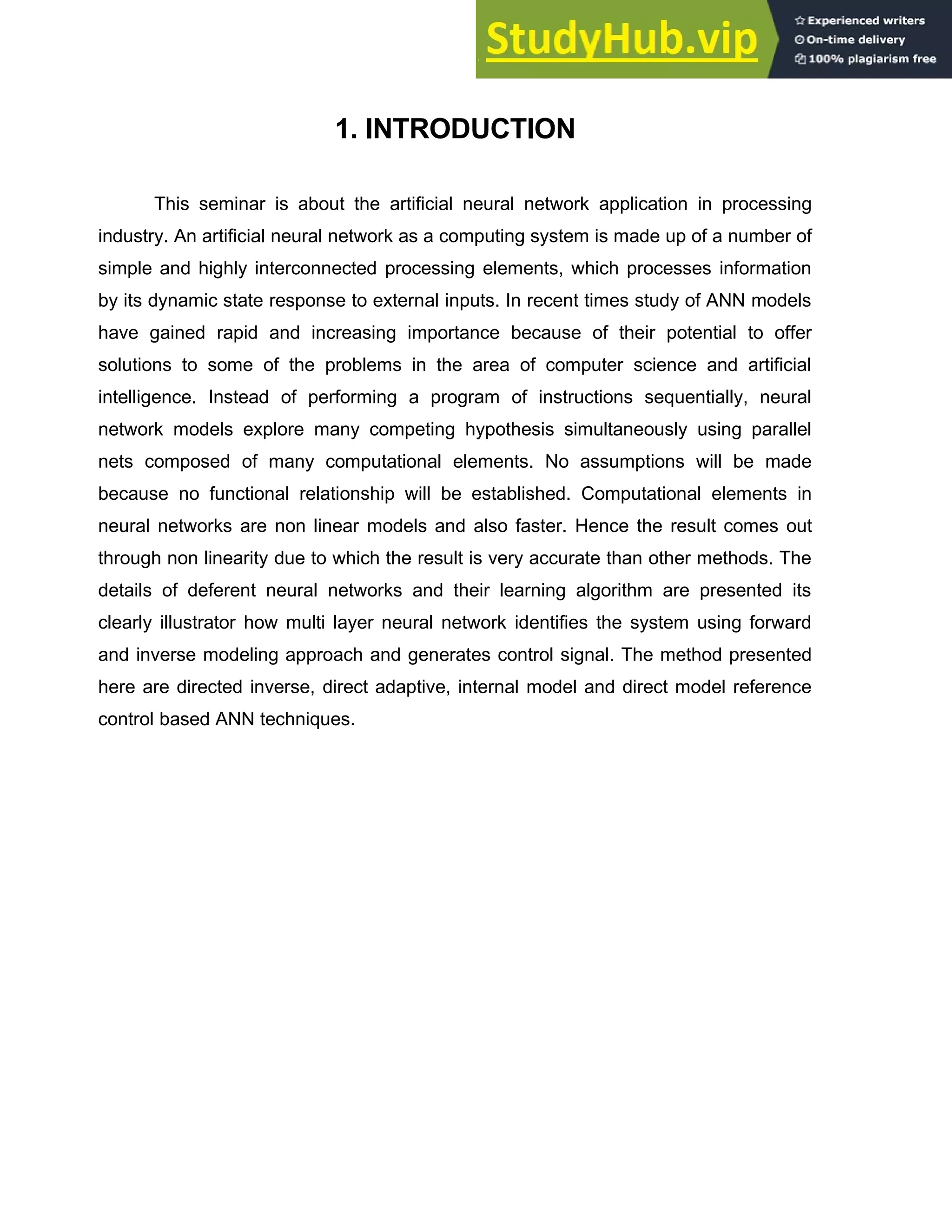 Artificial Neural Network Seminar Report | PDF