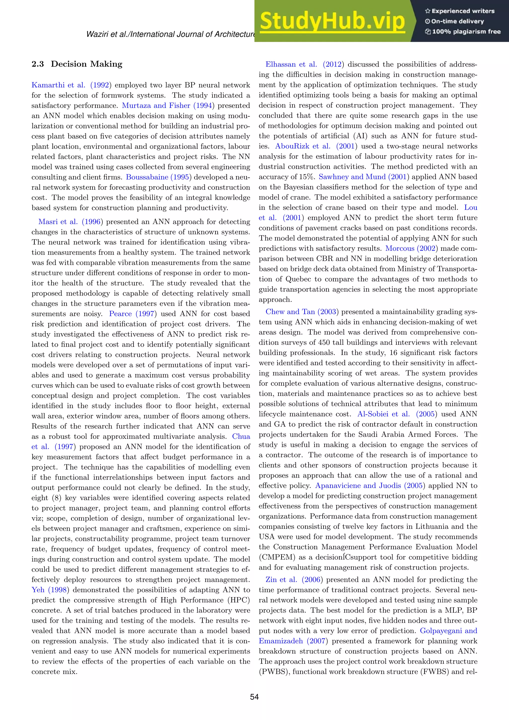 Artificial Neural Networks In Construction Engineering And Management | PDF