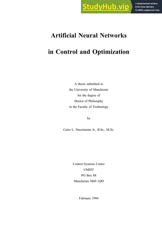 Artificial Neural Networks In Control And Optimization | PDF
