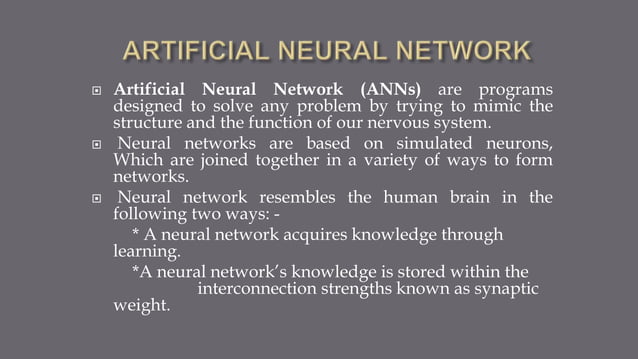 Artificial neural networks | PPT