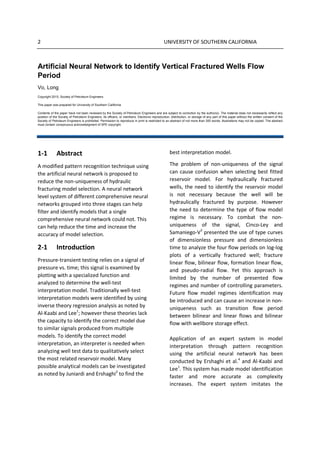 Artificial Neural Network to Identify Verical Fractured Wells Flow Period (Long Vo Directed ...