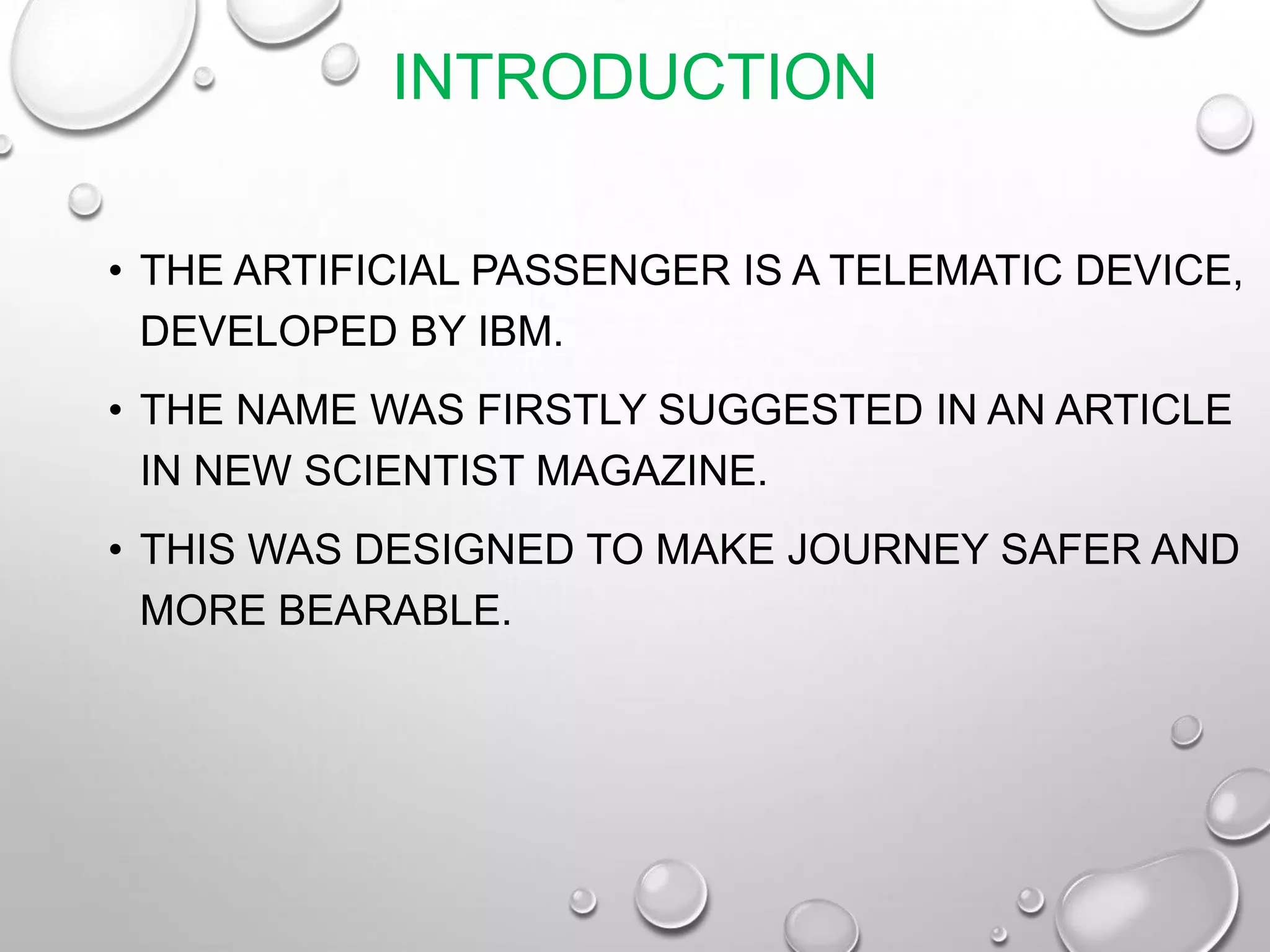 Artificial passenger | PPTX