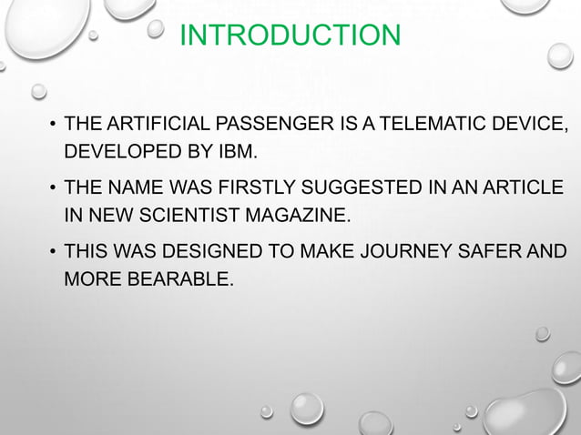 Artificial passenger | PPTX