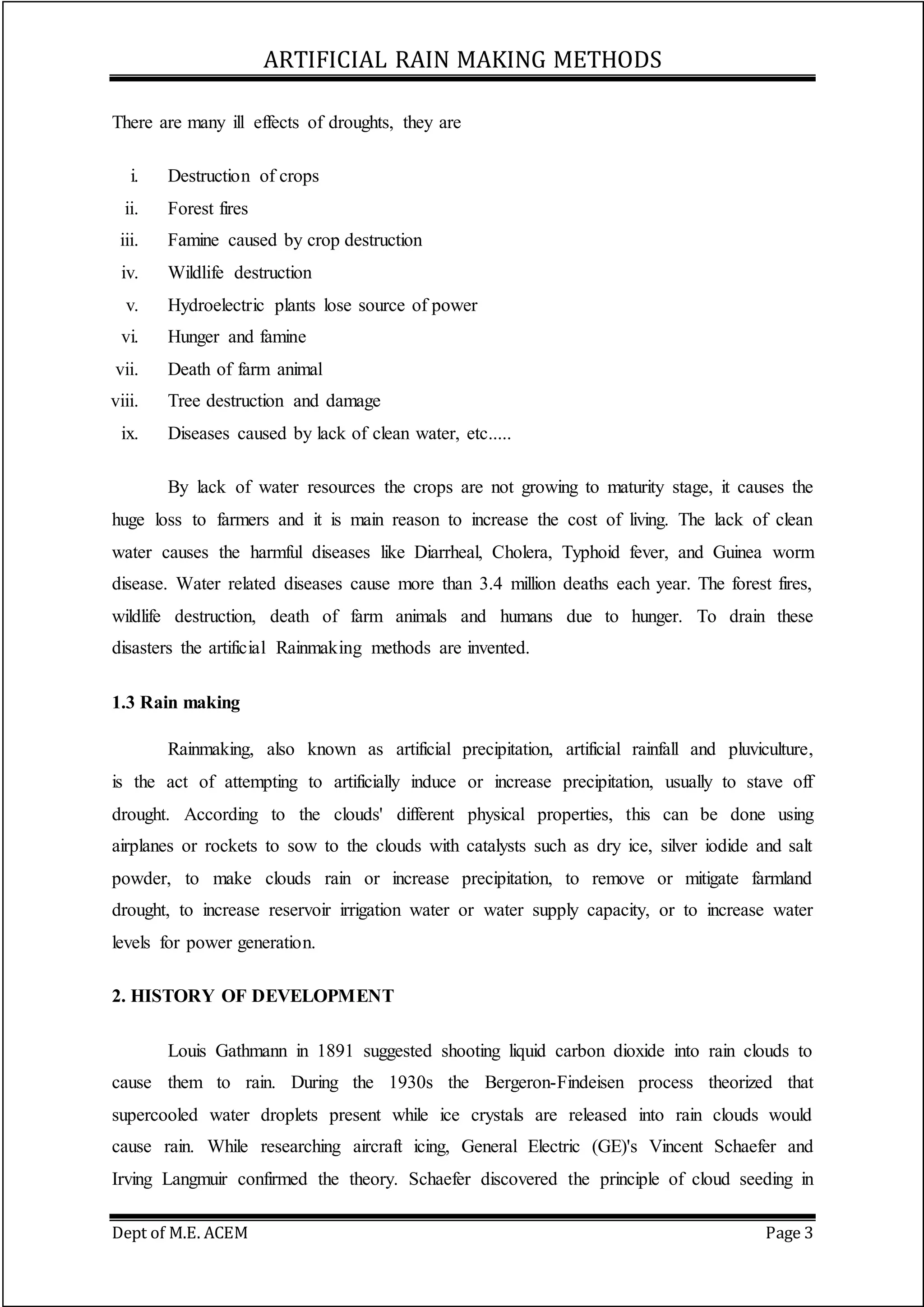 Artificial rain making methods seminor report | DOCX