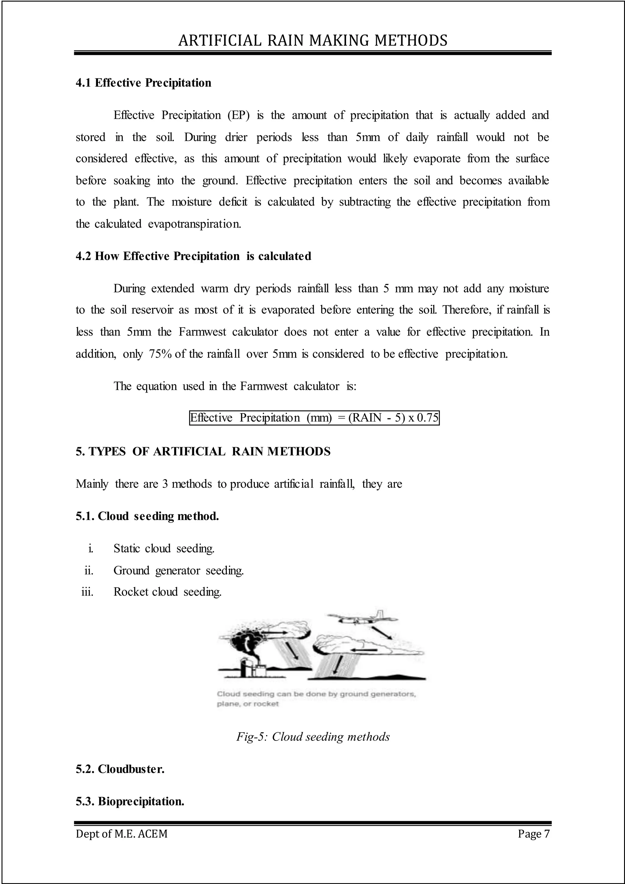 Artificial rain making methods seminor report | DOCX