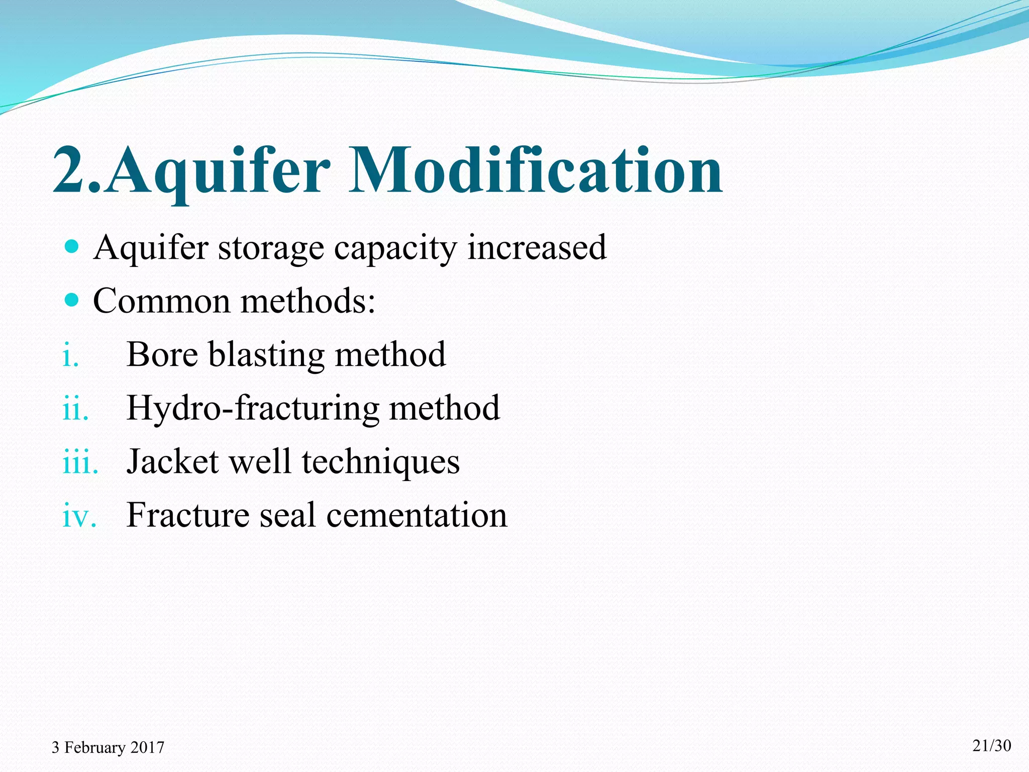 Artificial recharge of groundwater | PPTX