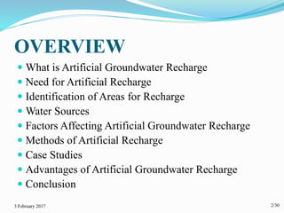 Artificial recharge of groundwater | PPTX
