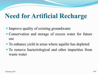 Artificial recharge of groundwater | PPTX