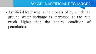 Artificial recharge techniques by kedar v | PPTX