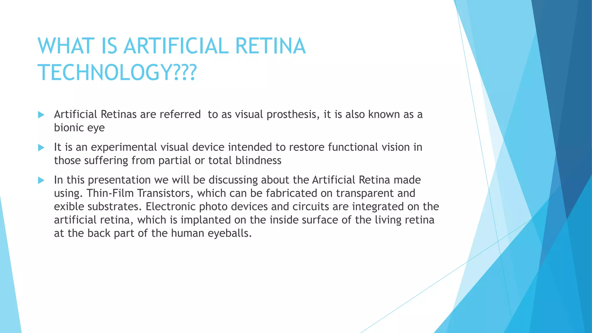 Artificial retina | PPTX