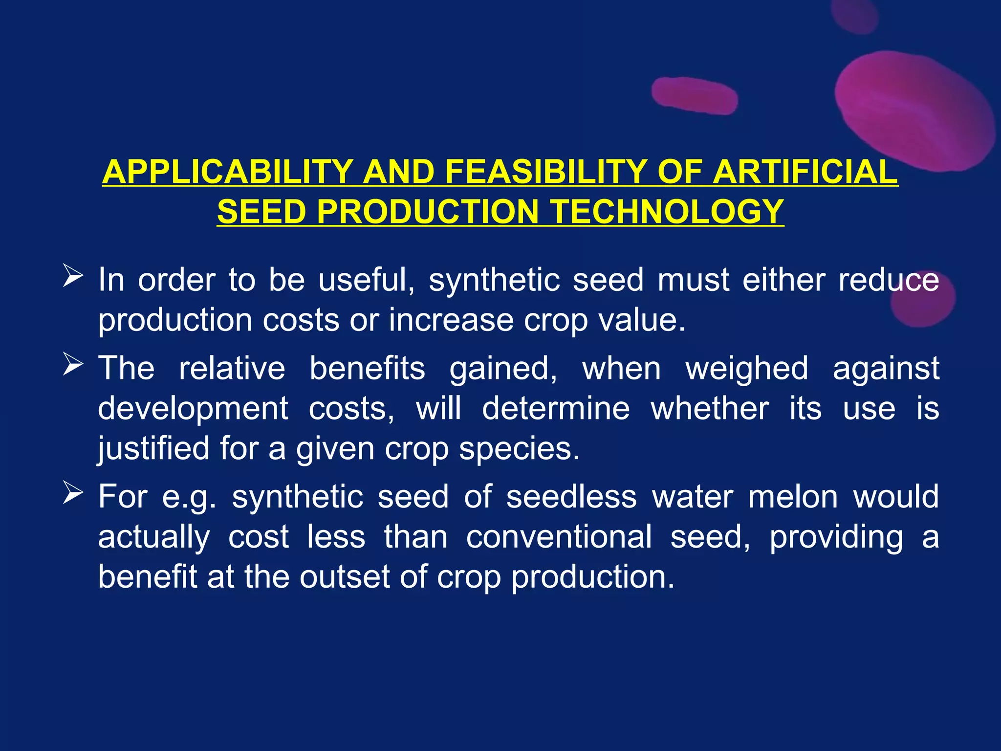 Artificial seed & and their application | PPT